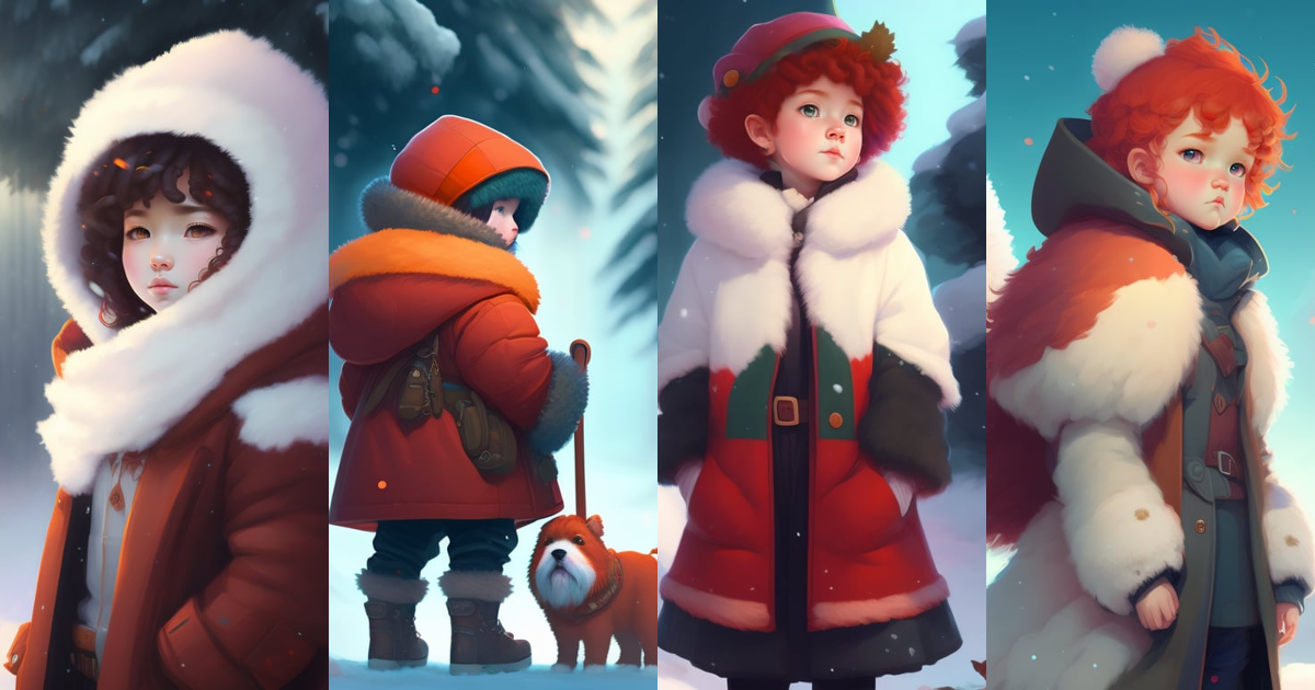 Lexica - Curly red man halfling, fluffy, multicolored cloak, scraps ...