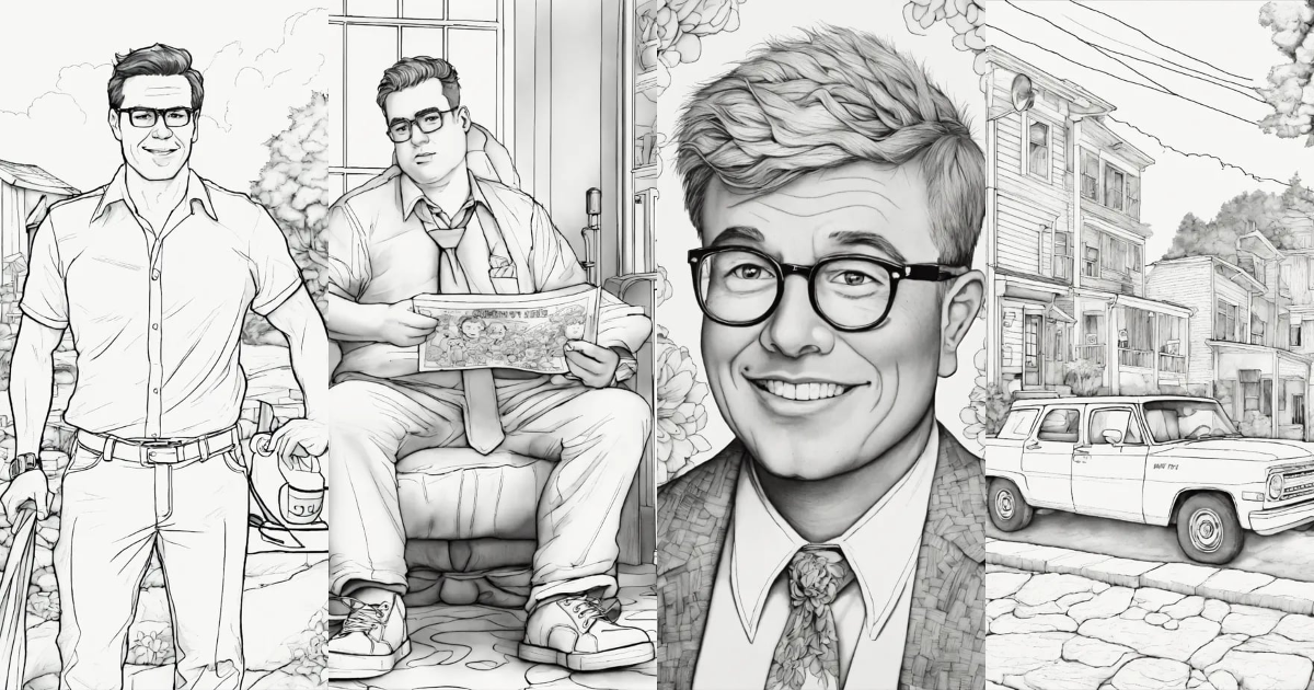 Lexica - Coloring page for adults, caricature art, awkward situation ...