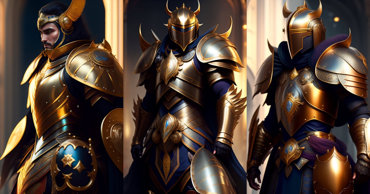 Lexica - Painting of a Knight in beetle Armor, huge Pauldrons, d & d ...