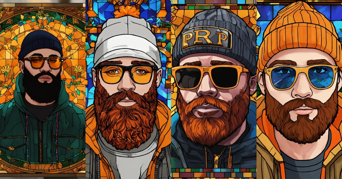 Lexica - HD, 4K, Background is a stained glass with images in the ...