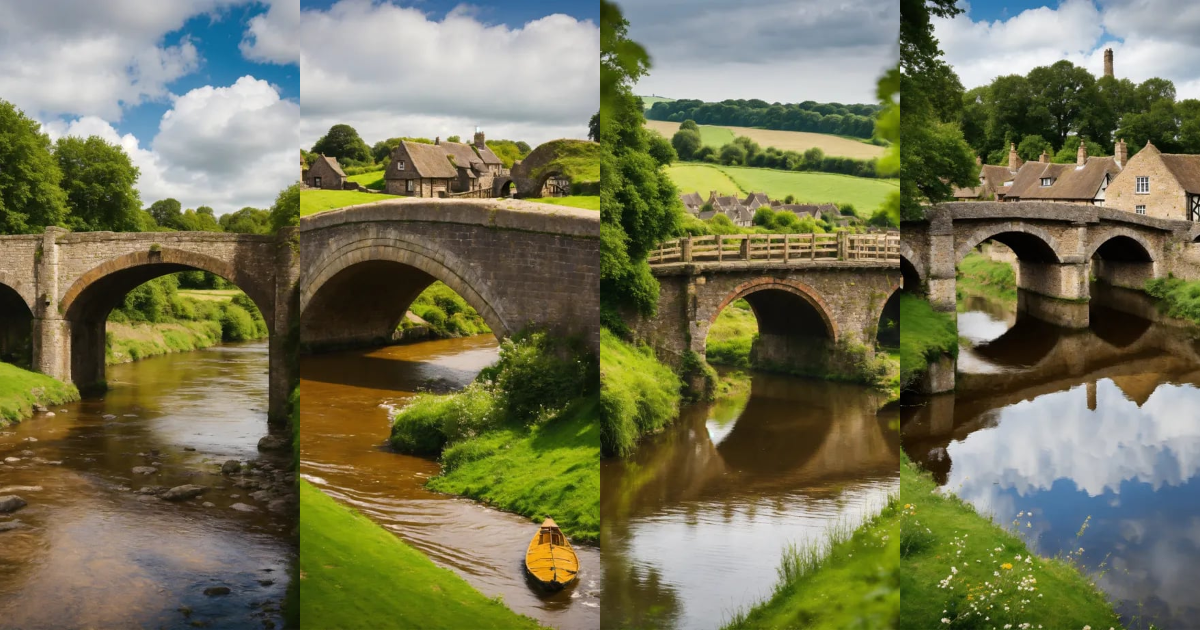 Lexica - Anglo saxon bridge over a river with houses on it