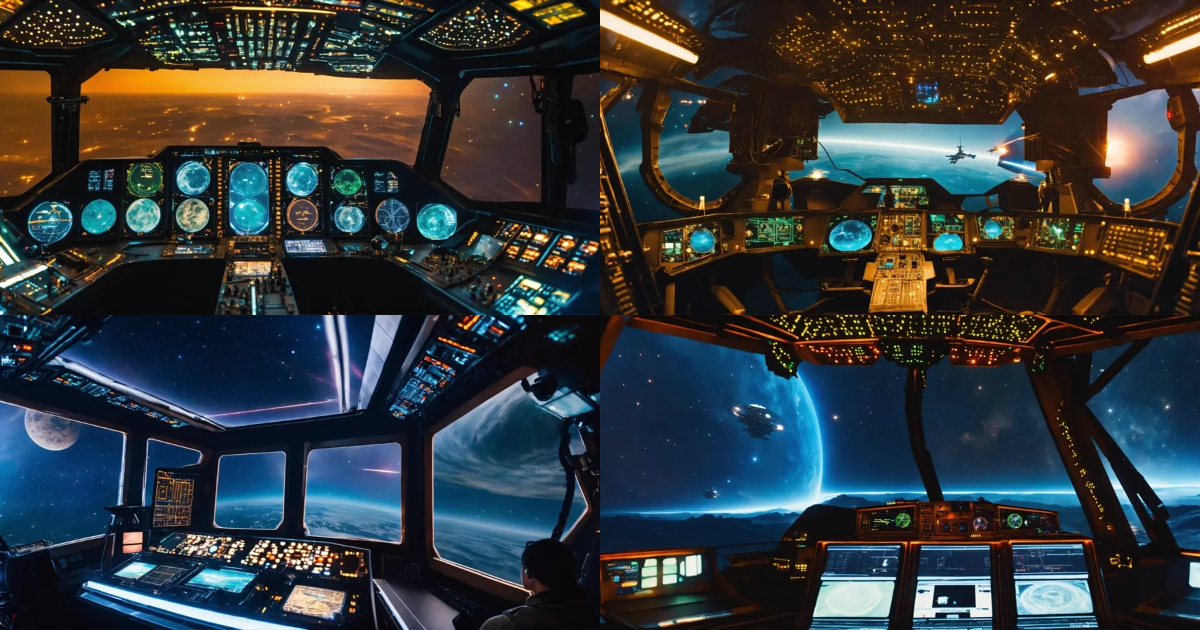 Lexica - View inside the cockpit of an alien space warship