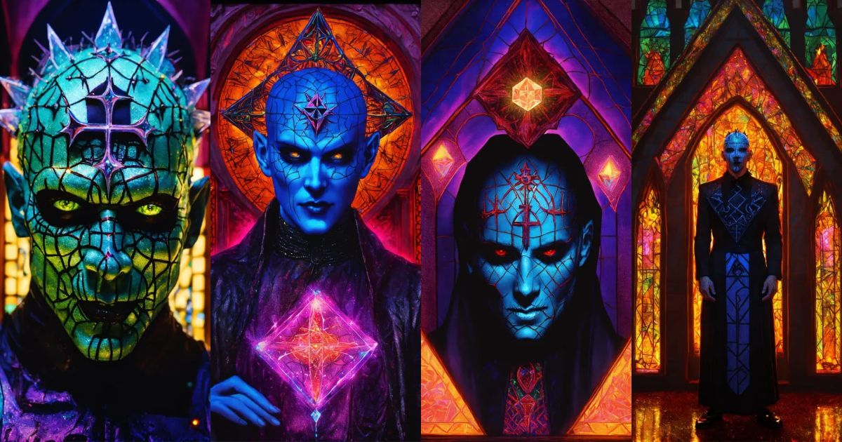 Lexica - Photorealistic Hellraiser in a diamond Blacklight DMT demon ...