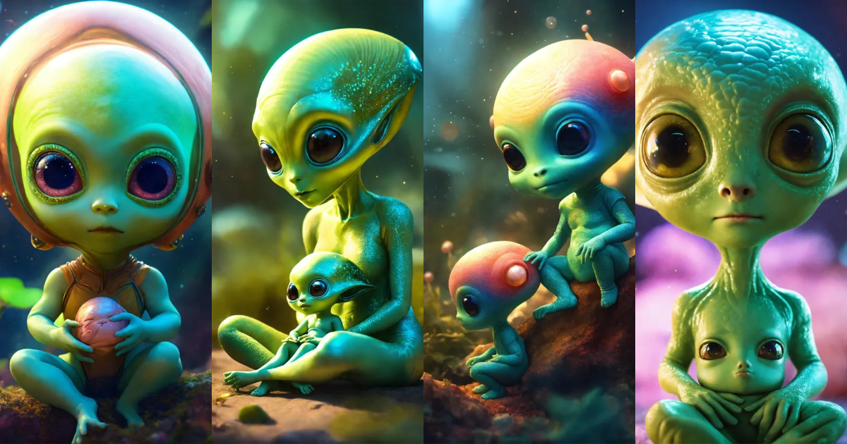 Lexica - Cute and adorable alien baby and mother fantasy, dreamlike ...