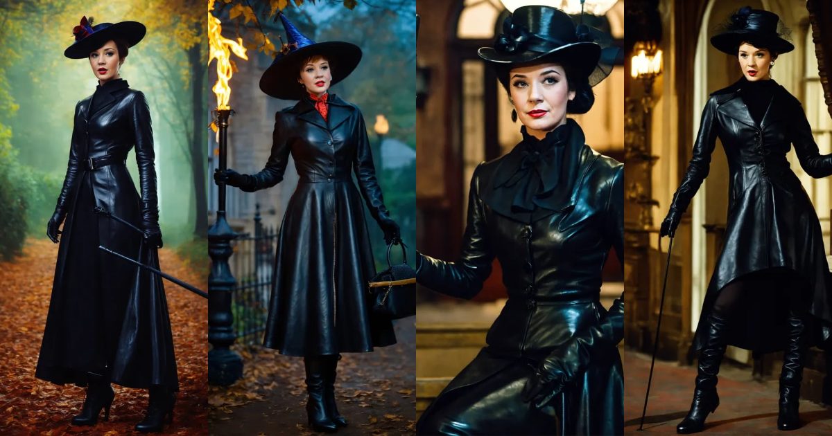 Lexica - Mary Poppins as an Evil Witch hypnotist in Black leather ...