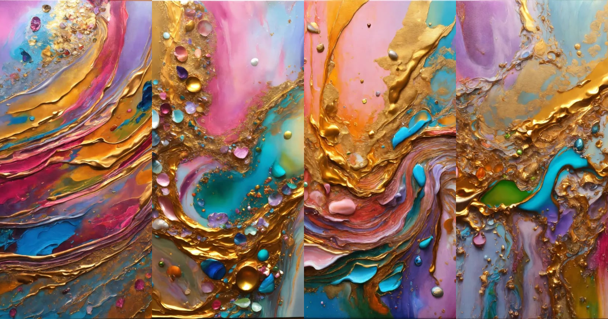Lexica - Colorful abstract painting oil and water complex complicated ...