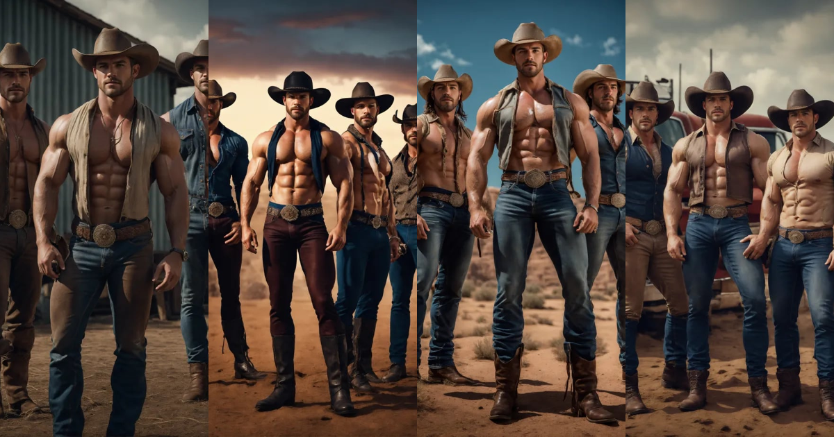 Lexica - A portrait of group handsome cowboys of varying origins ...