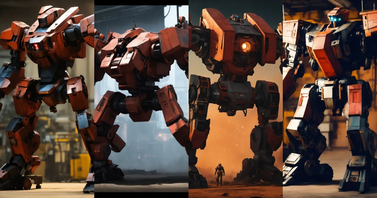 Lexica - Full body shot of a realistic giant mecha with rectangular ...