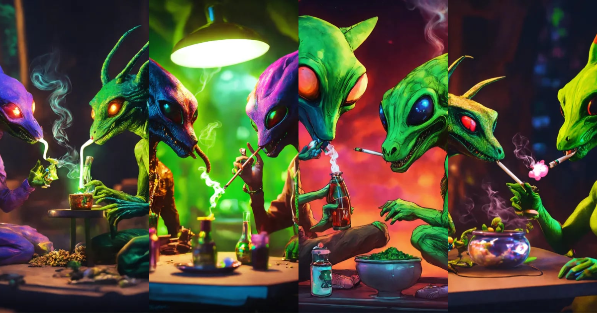 Lexica - Chupacabra and alien smoking weed together 4k yeat vibe