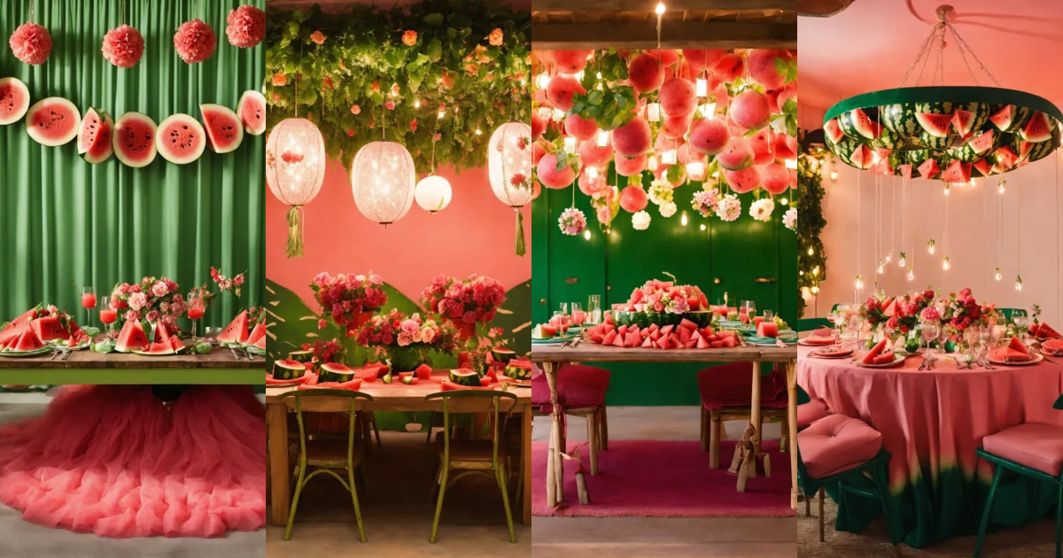 Lexica - Watermelon room, watermelon dinner table , flower swing, candles