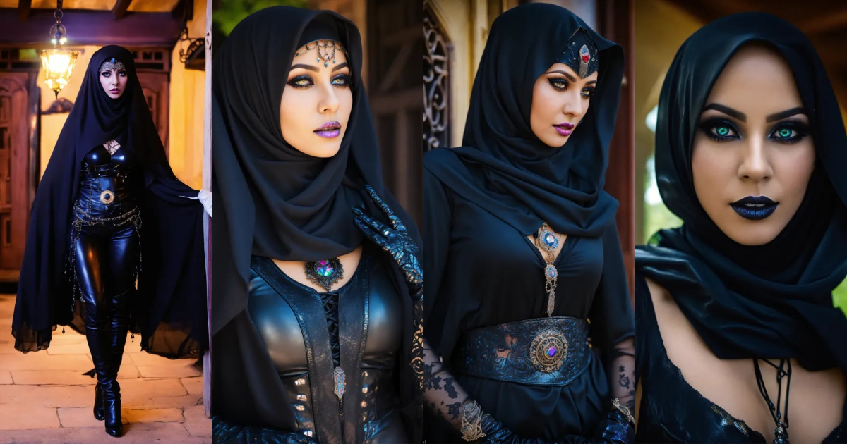 Lexica - Evil occult satanic goth hypnotic Arabian Sorceress. Zenobia with doom gaze veiled eyes ...