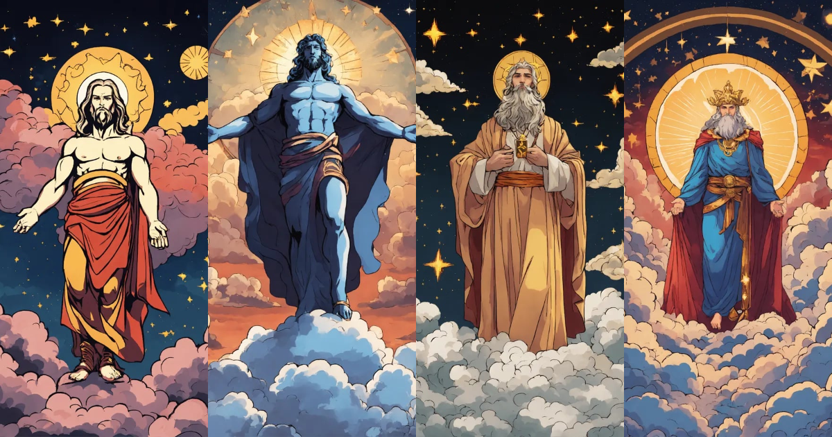 Lexica - God in evil comic style. God is depicted in a frontal view ...