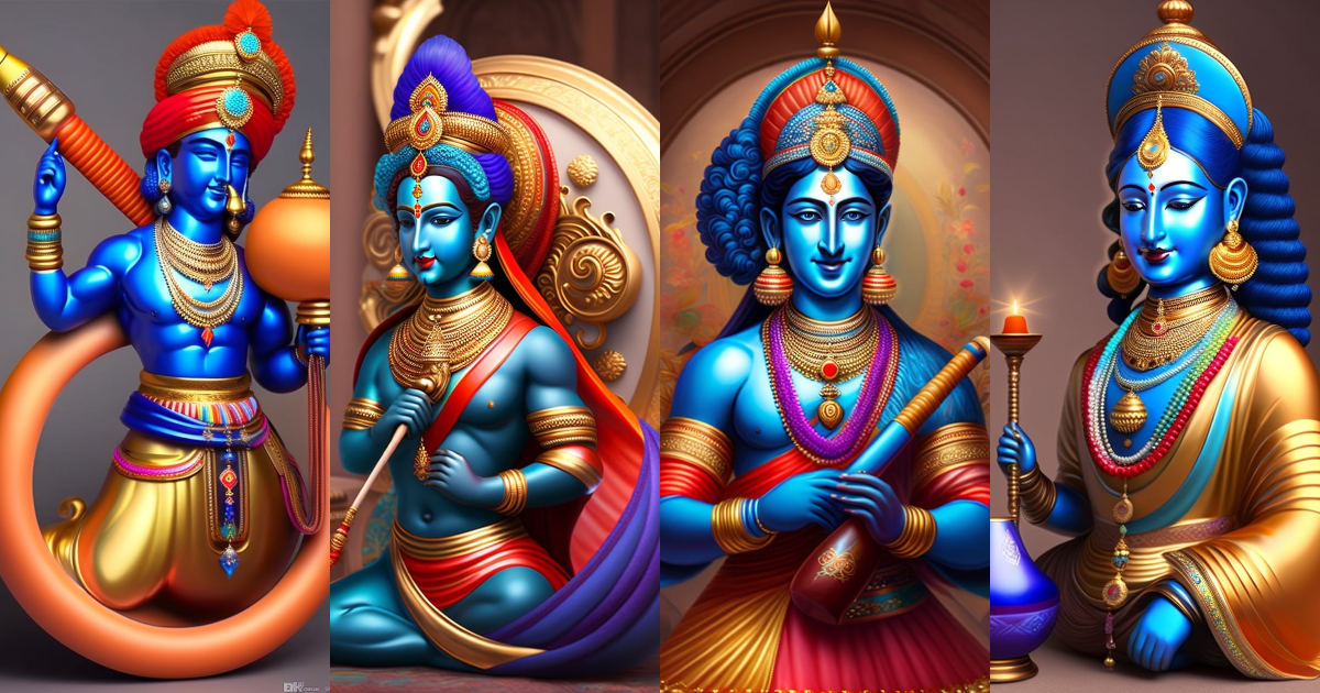 Lexica - A traditional beautiful lord krishna with bansuri, chakra and ...