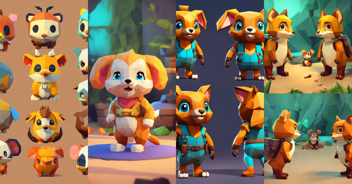 Lexica - Cute animal main character for a 3d platformer game, low poly ...