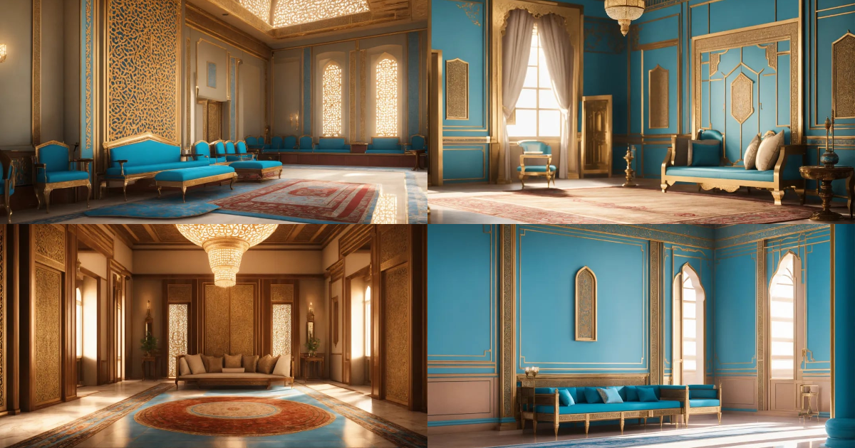 Lexica - Saudi palace interior room, traditional, setting area, seats ...