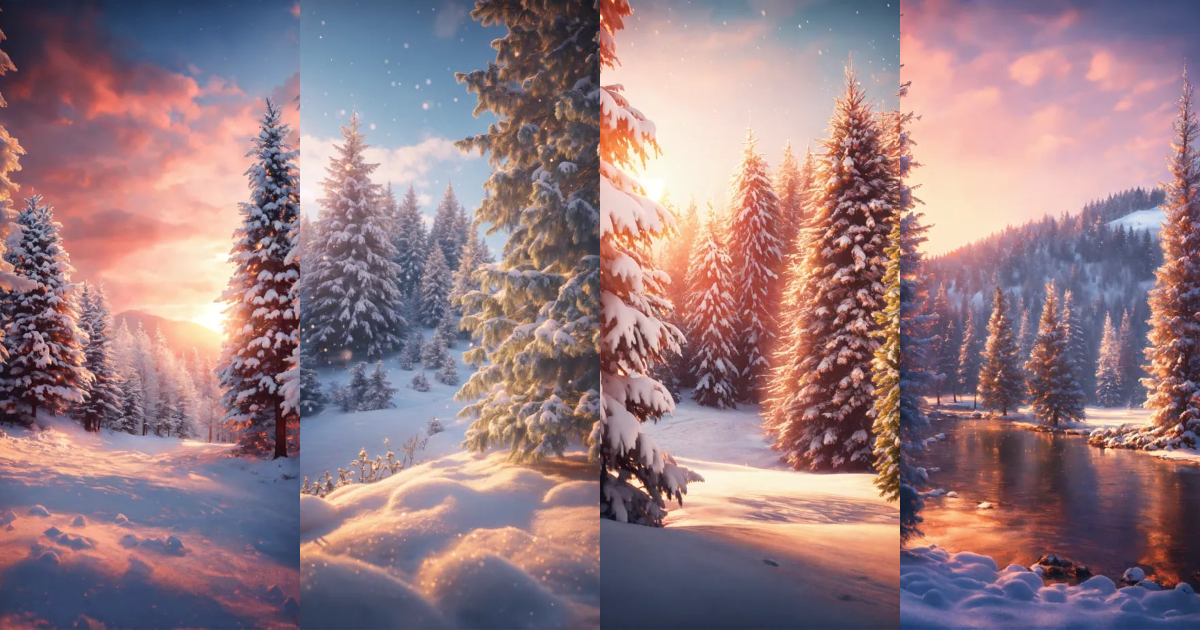 Lexica - 8k HDR photo portrait Christmas background. Snow filled trees ...