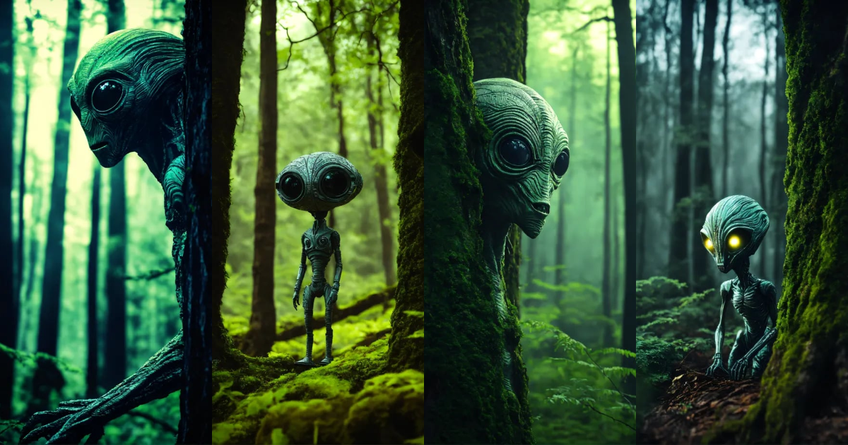 Lexica - Ominous Extraterrestrial alien greylooking out from behind a ...