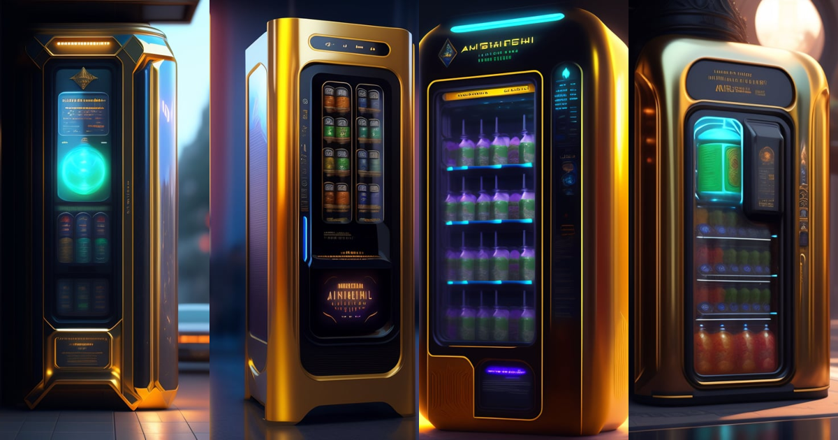 Lexica - Alien tech vending machine with magic potions inside, highly ...