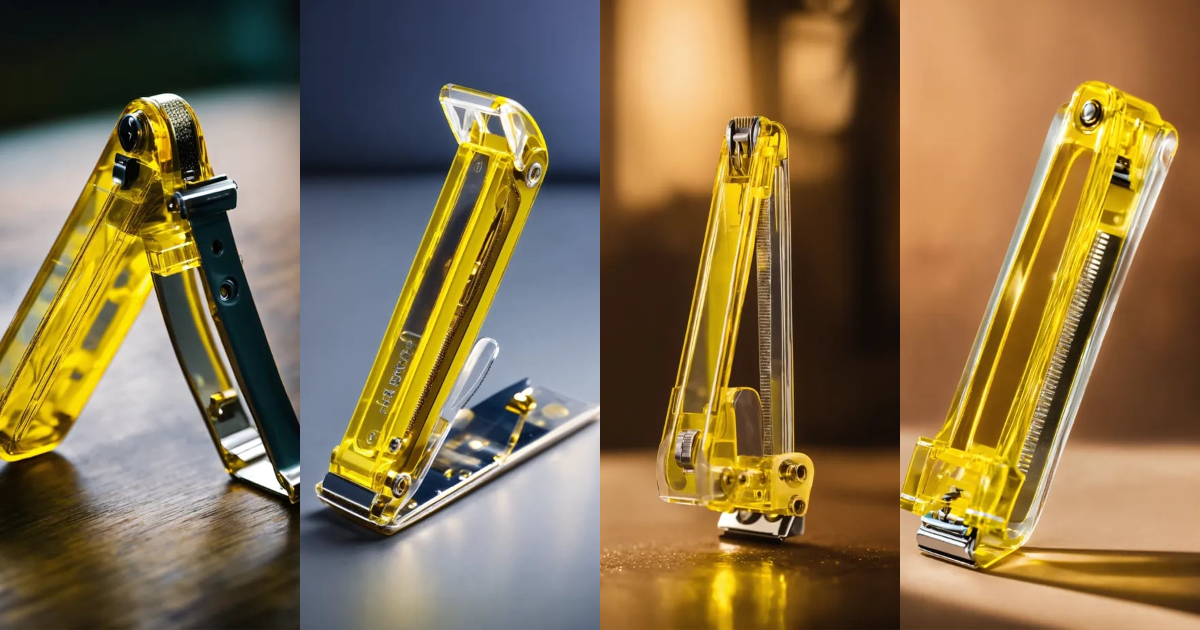 Lexica - A transparent nail clipper, made of yellow acrylic. Object ...
