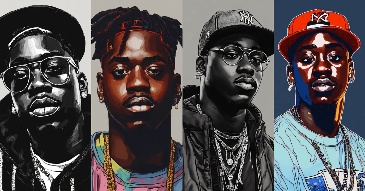 Lexica - Lil Yachty portrait, only black line drawing, sketchy dirty ...