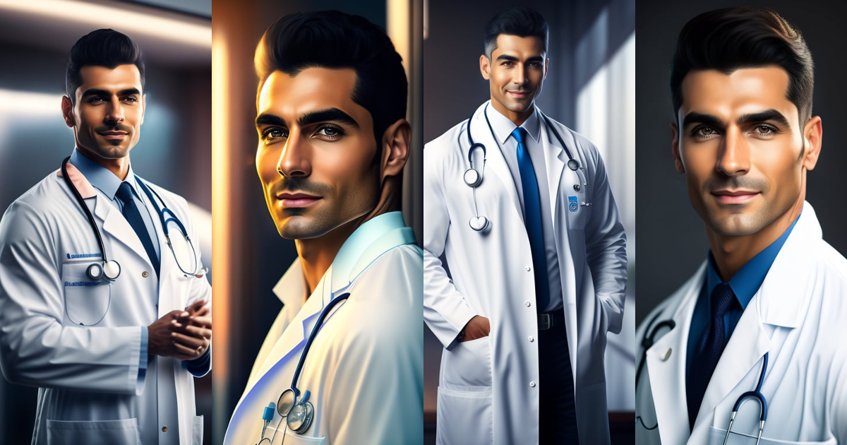 Lexica - Photo of a realistic experienced male doctor wearing a doctors ...