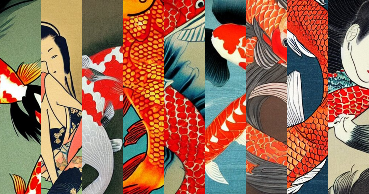 Lexica - Japanese woman koi fish japanese art