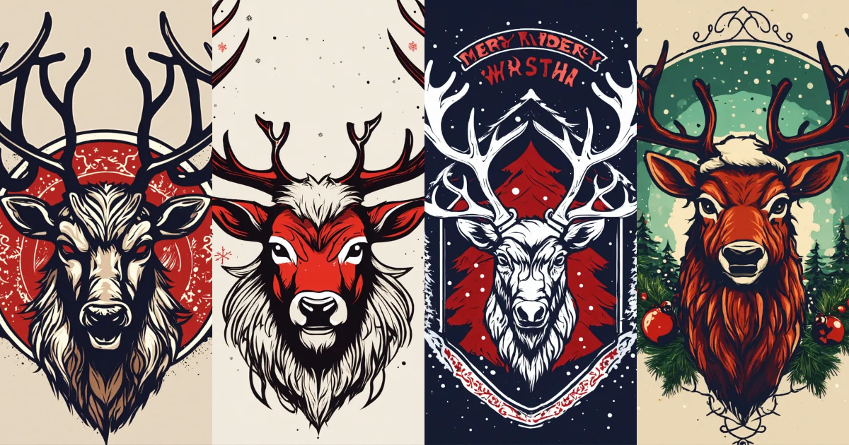 Lexica - Evil angry reindeer christmas logo t-shirt design on a white ...