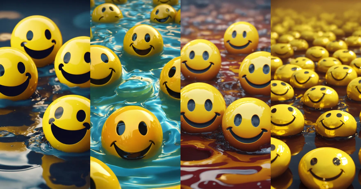 Lexica - Four melting smiley faces next to one another, 4k render ...