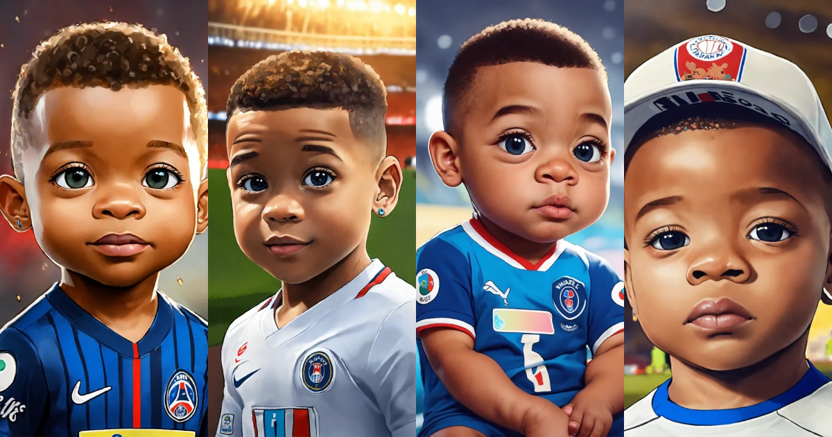 Lexica - Kylian mbappé cute baby cartoon realist big eyes