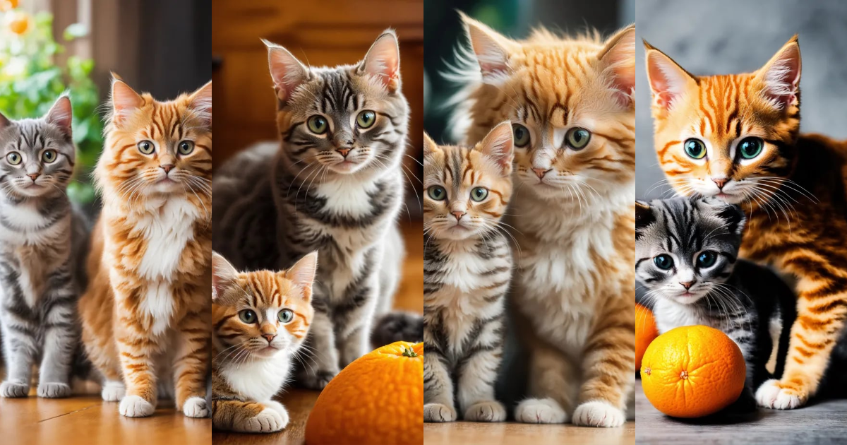 Lexica - Two cute cats. One is an orange, short-haired kitten who is ...