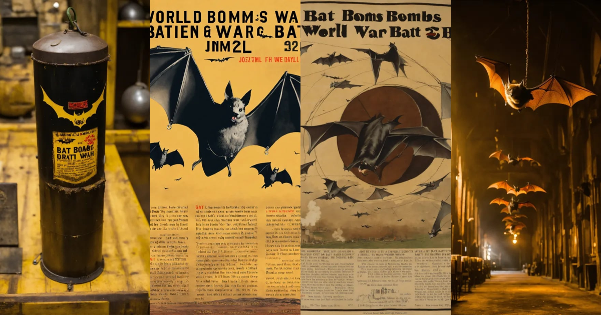 Lexica - Bat bombs from world war 2, using the actual animal (bat)