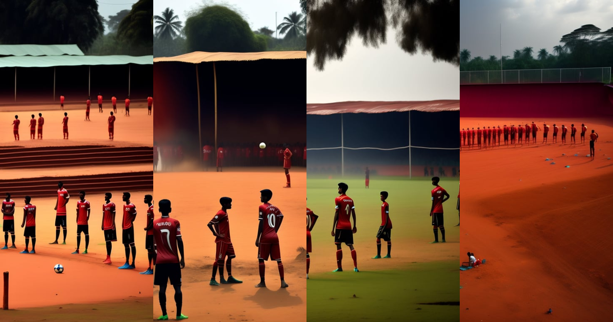 Lexica - Liverpool players stands on the sidelines of a dusty ...