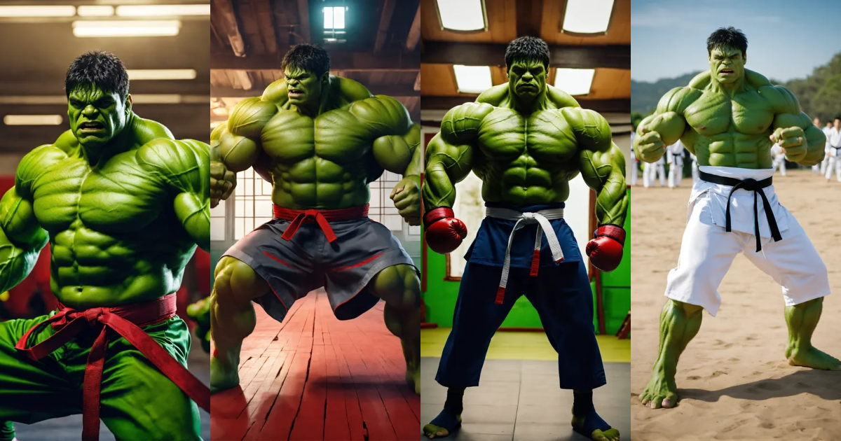 Lexica - Hulk The is dressed in karate clothes, fighting martial arts ...