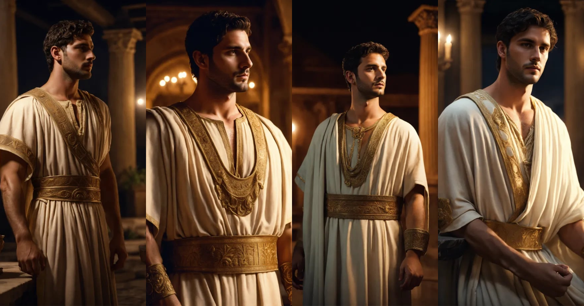 Lexica - A young rich handsome roman man wearing a light-colored tunic ...
