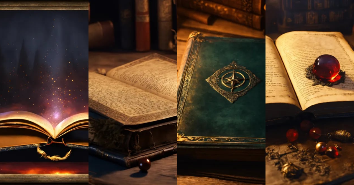 Lexica - Empty, spell book, dark magic, sharp, realistic