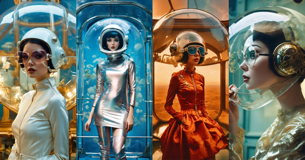 Lexica - Photography in a vintage Sci Fi transparent space ship, 60'S ...