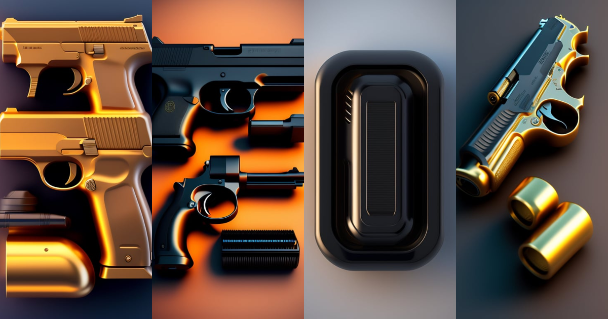 Lexica - Top-down view of a handgun, from above, final render 3d CGI