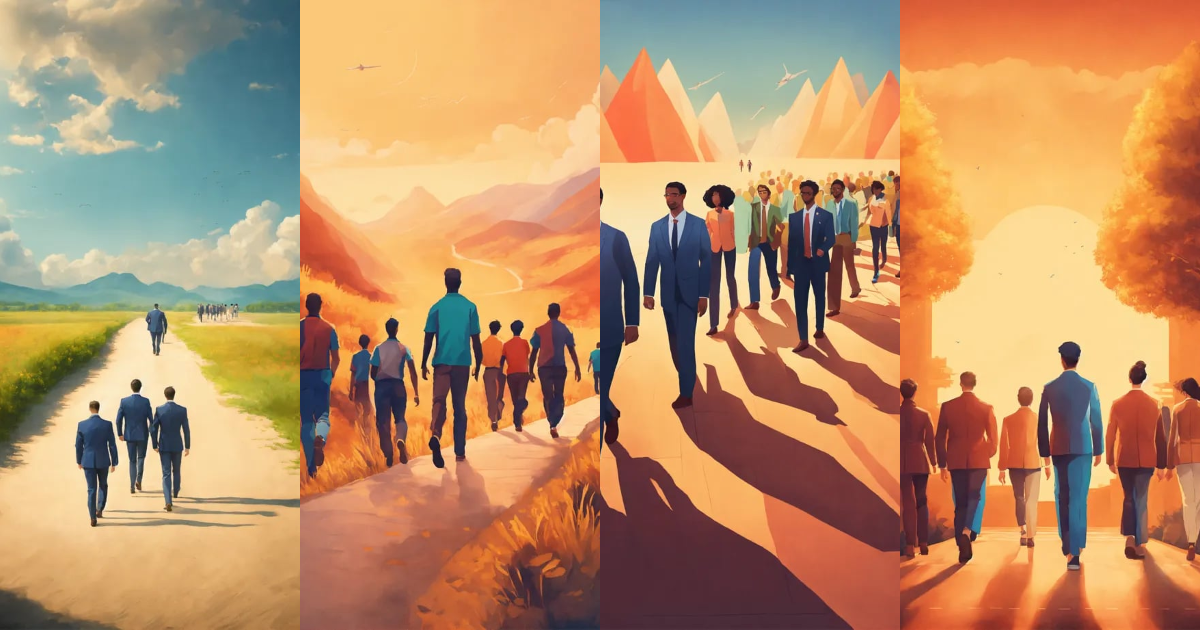 Lexica - “Generate an image depicting a confident leader moving forward ...