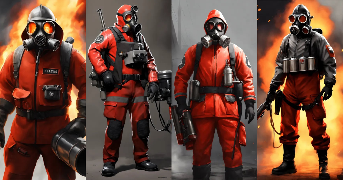 Lexica - The Pyro from Team Fortress 2 wearing a red full-body latex ...