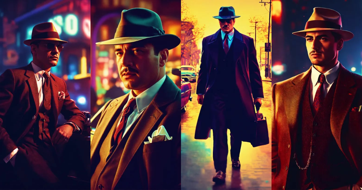 Lexica - Mafia gangster in 50's look, a digital vector art, saturated ...