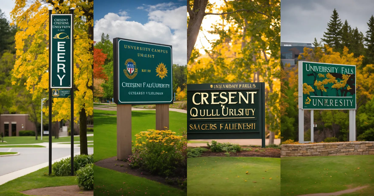 Lexica - University Campus sign, Crescent Falls University