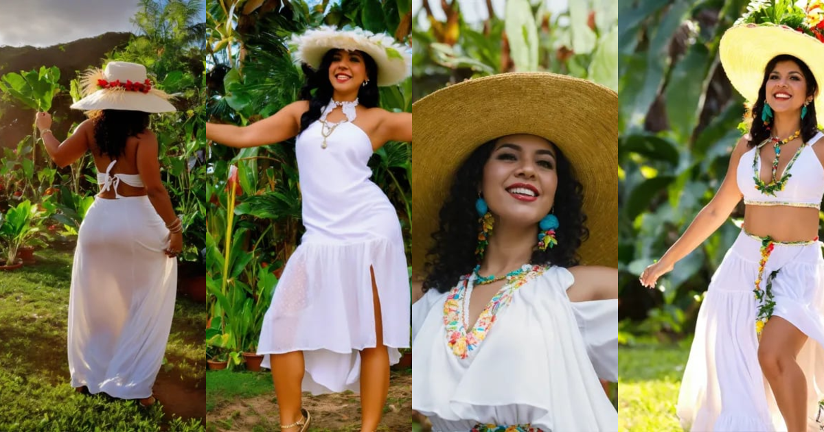 Lexica - Jibara from Puerto Rico wearing a jibaro hat and white bomba y ...