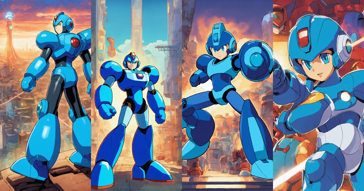 Lexica - Mega Man is a heroic robot with a distinct blue and cyan armor ...