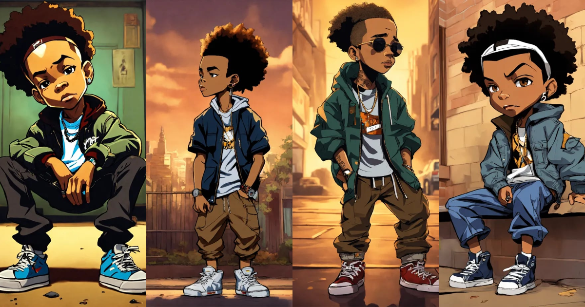 Lexica - Hip hop art style boondocks cartoon full body