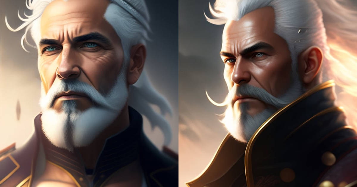 Lexica - Old man pirate captain, tricorn, white hair and beard, sea ...