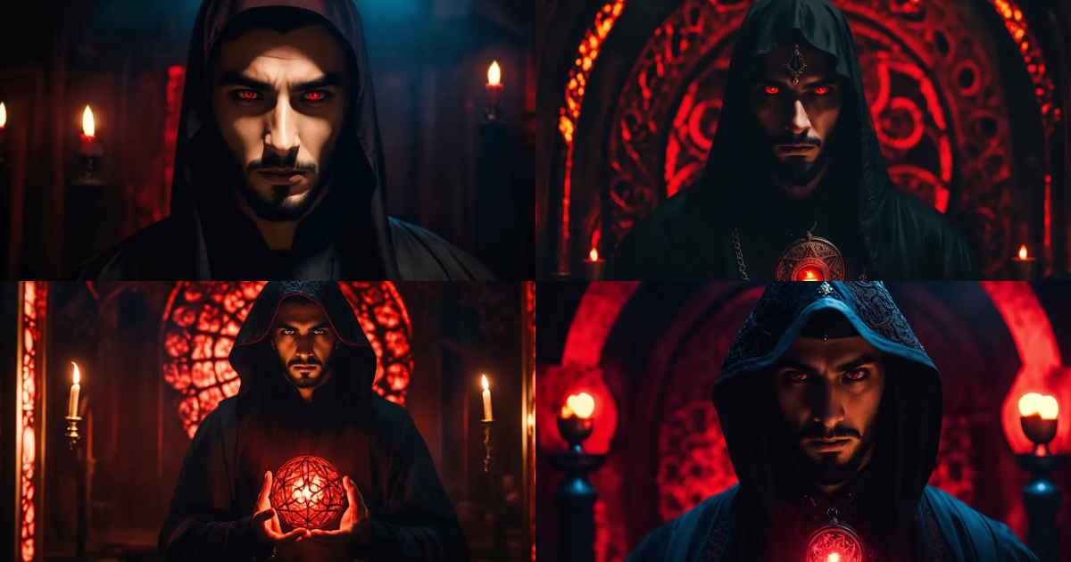 Lexica - Sinister and dramatic portrait of a young handsome Arabic evil ...