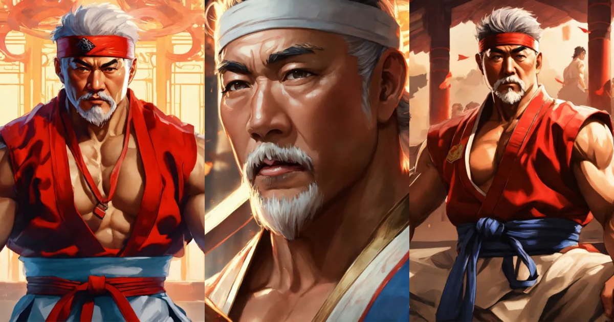 Lexica - Ultra realistic illustration, Pat Morita as warrior « Ryu from ...