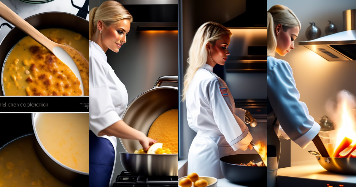 Lexica - A blonde from behind in a white cook uniform with long sleeves ...