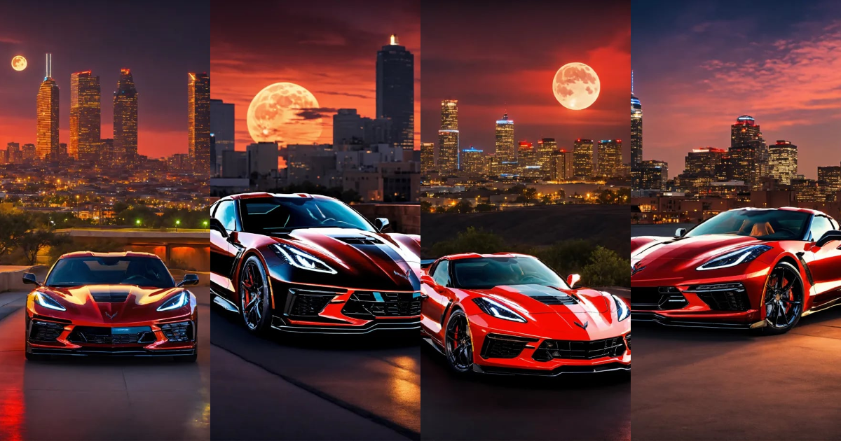 Lexica - 2023 corvette zo6 black and red with downtown background and ...