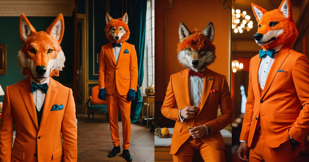 Lexica - Award - Winning Cinematic Still of wolf-Headed butler posing ...